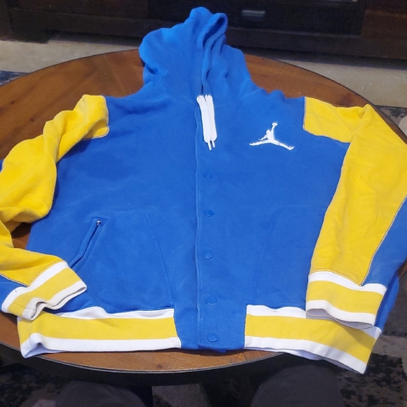 Jordan | Jackets & Coats | Jordan Twotone Blue And Yellow Hoodie Jacket ...